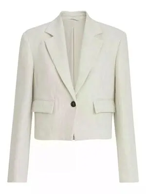Brunello Cucinelli Chevron Pattern Cropped Blazer - Neutrals