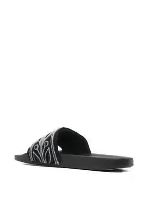 Casablanca Embroidered Slides - Black