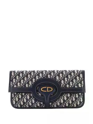 Dior Fold Over Oblique Canvas Clutch Bag - Blue