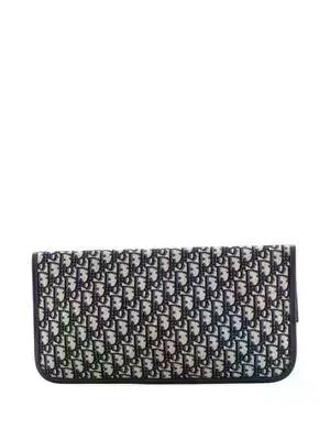 Dior Fold Over Oblique Canvas Clutch Bag - Blue