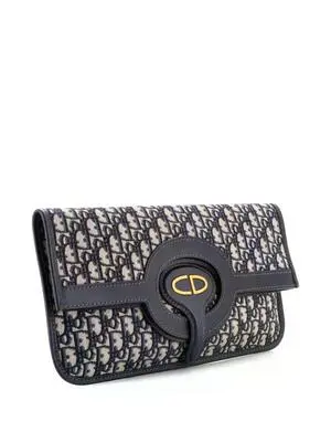 Dior Fold Over Oblique Canvas Clutch Bag - Blue