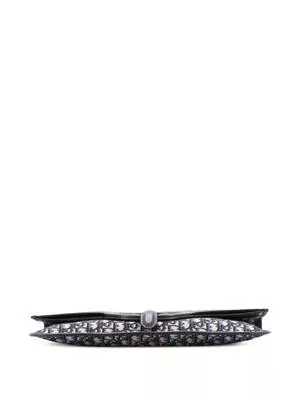 Dior Fold Over Oblique Canvas Clutch Bag - Blue
