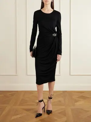 TOM FORD Belted Draped Jersey Midi Dress