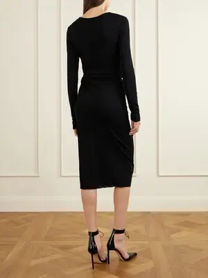 TOM FORD Belted Draped Jersey Midi Dress