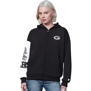 STARTER Green Bay Packers 4th Down Full-zip Hoodie - Black