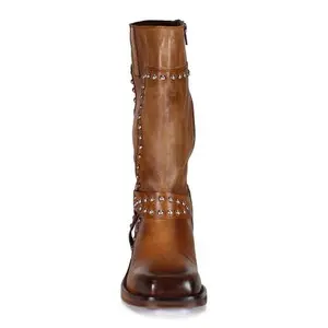 DIBA TRUE Val Uable Leather Mid-calf Studded Harness Boots