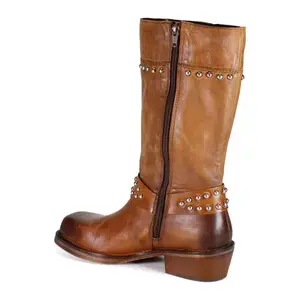 DIBA TRUE Val Uable Leather Mid-calf Studded Harness Boots