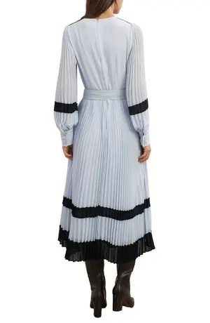 REISS Tori Long Sleeve Pleated Dress