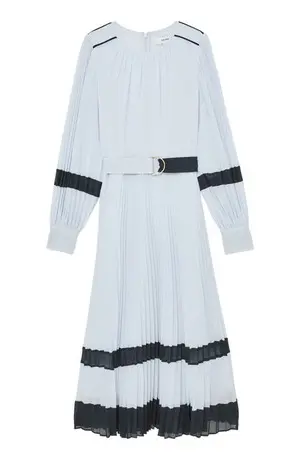 REISS Tori Long Sleeve Pleated Dress