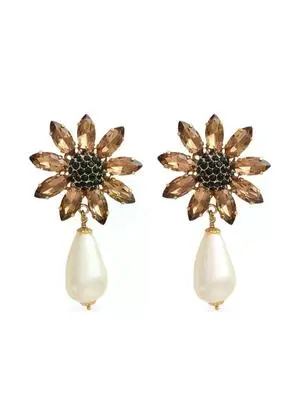 Dolce & Gabbana Flower Faux-pearl Clip-on Earrings - Gold