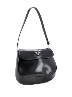 Prada Cleo Flap Shoulder Bag Spazzolato Leather - Black