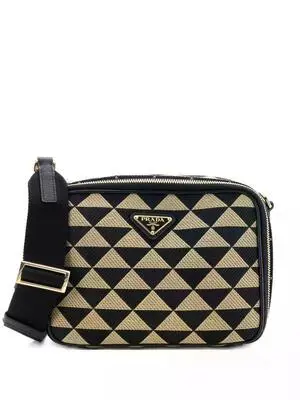 Prada Symbole Zip Around Shoulder Bag Jacquard Crossbody Bag - Multicolour
