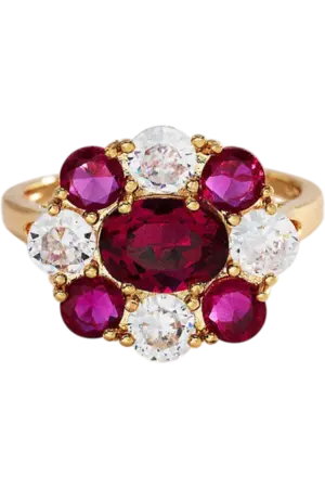 Anthropologie Floral Crystal Ring - Pink