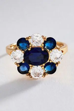 Anthropologie Floral Crystal Ring - Sapphire