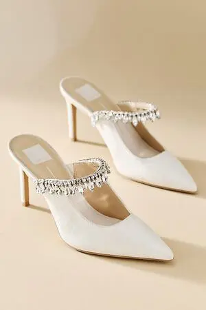Dolce Vita Keli Crystal Satin Heels - Ivory