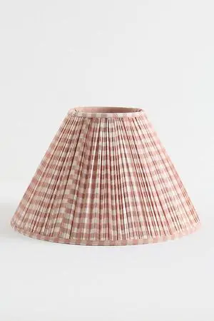 Anthropologie Printed Ruched Empire Lamp Shade - Blush Gingham