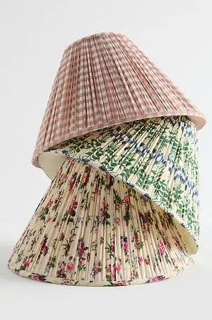 Anthropologie Printed Ruched Empire Lamp Shade - Blush Gingham