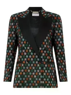 Philipp Plein Monogram-strass Single-breasted Blazer - Black