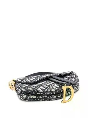 Dior Saddle Handbag With Oblique Canvas And Shoulder Strap