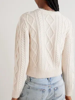 FRAME Cable-knit Cashmere Cardigan - Neutrals