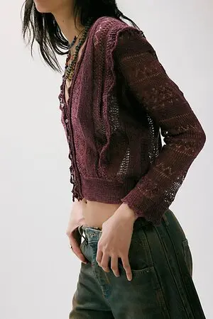 Free People Serendipity Knit Cardigan - Precious Wine