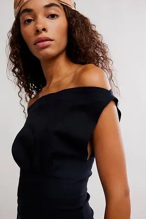 Free People Harper Off-shoulder Knit Top - Black