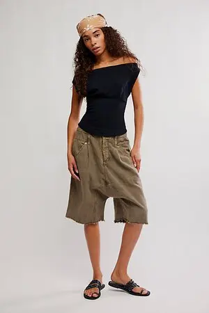 Free People Harper Off-shoulder Knit Top - Black