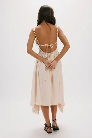 Free People Embroidered V-neck Midi Dress - Blush Combo