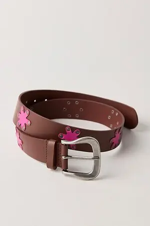 Free People Sonny Studded Leather Belt - Flower Power