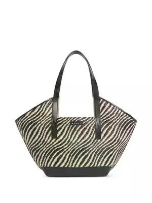 Marni Small Raffia-effect Tote Bag - Black