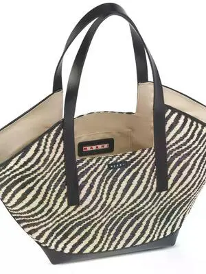 Marni Small Raffia-effect Tote Bag - Black