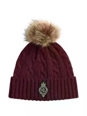 Ralph Lauren Cable-knit Pom-pom Beanie Hat - Red