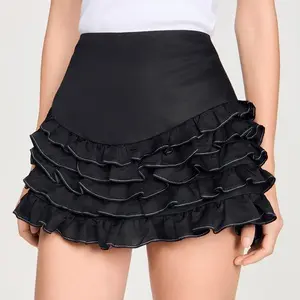 Sandro Ruffled Skort With Topstitching