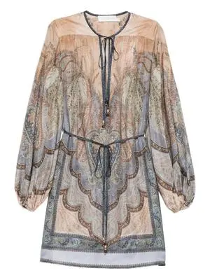 Zimmermann Zimmermann Wanderlust Tie-Neck Tunic Dress - Blue
