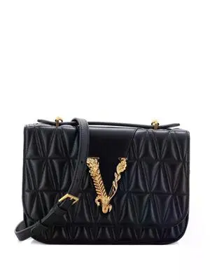 Versace Virtus Flap Quilted Leather Shoulder Bag