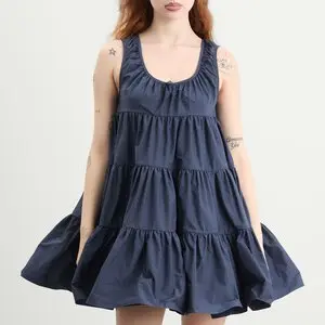 Cecilie Bahnsen Aino Dress In Ripstop - Navy