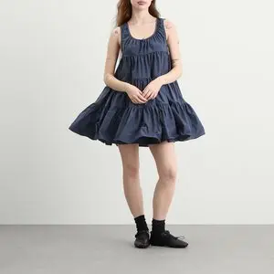 Cecilie Bahnsen Aino Dress In Ripstop - Navy