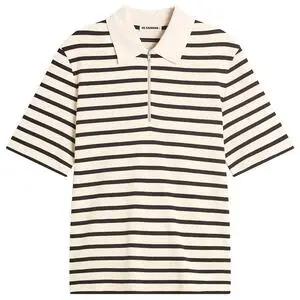 JIL SANDER Stripe Short Sleeve Polo - Bluejay