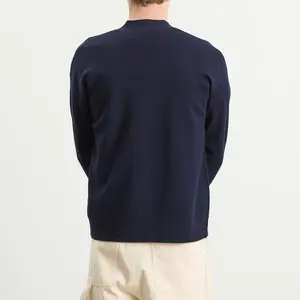 Drole De Monsieur Rose Slogan Merino Wool Cardigan - Navy