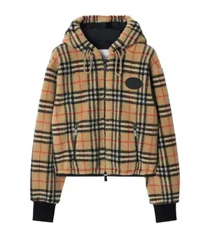 Burberry Wool-blend Fleece Check Hoodie