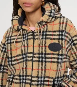 Burberry Wool-blend Fleece Check Hoodie