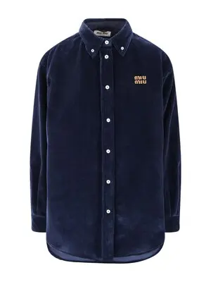 Miu Miu Logo Corduroy Shirt - Blue