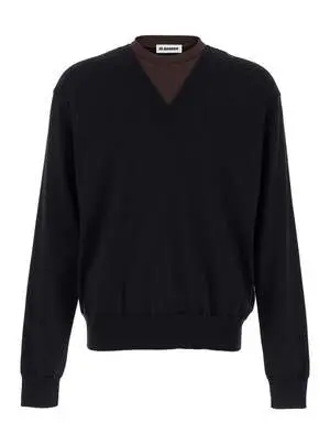 JIL SANDER Double-Neck Wool Sweater - Black