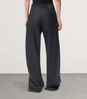 Loewe Wool Check Belted Trousers - Grey