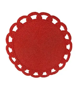 LES-OTTOMANS Beaded Placemat - Red