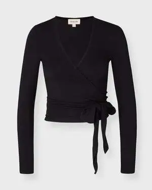 SISTERLY TRIBE Soft Ballet Wrap Top - Black