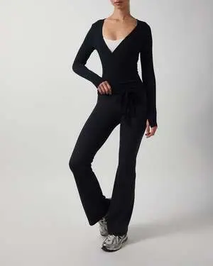 SISTERLY TRIBE Soft Ballet Wrap Top - Black