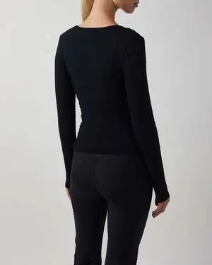 SISTERLY TRIBE Soft Ballet Wrap Top - Black