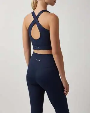 SISTERLY TRIBE Softsculpt V-neck Cross Back Bra - Navy