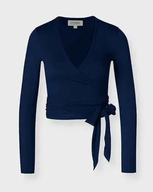 SISTERLY TRIBE Soft Ballet Wrap Top - Navy